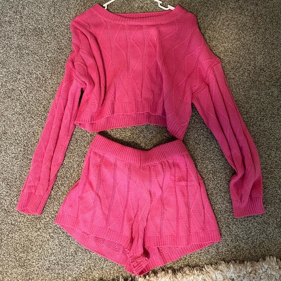 Tops | Matching Knit Hot Pink Set | Poshmark